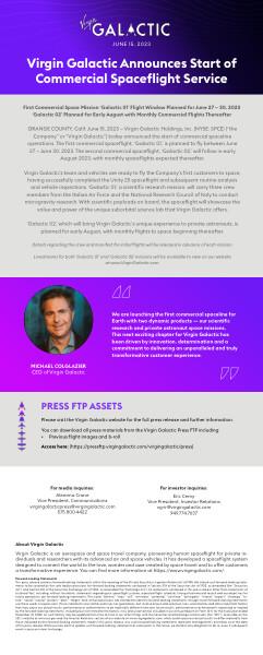 Virgin Galactic Announcements | Virgin Galactic